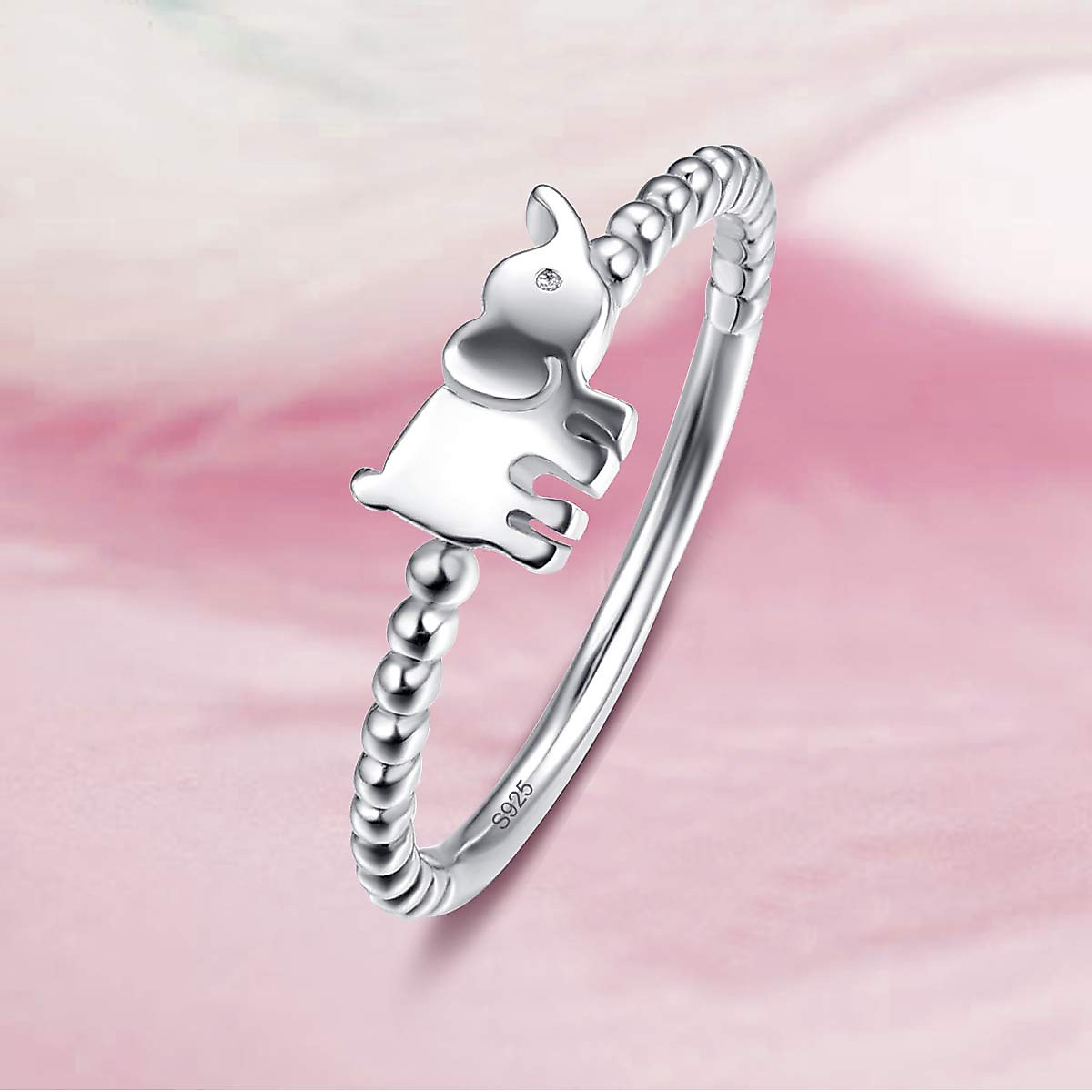AVECON Women Fashion Rings 925 Sterling Silver Elephant Rings 925 Sterling Silver Animal Rings for Women Comfort Fit Size 7