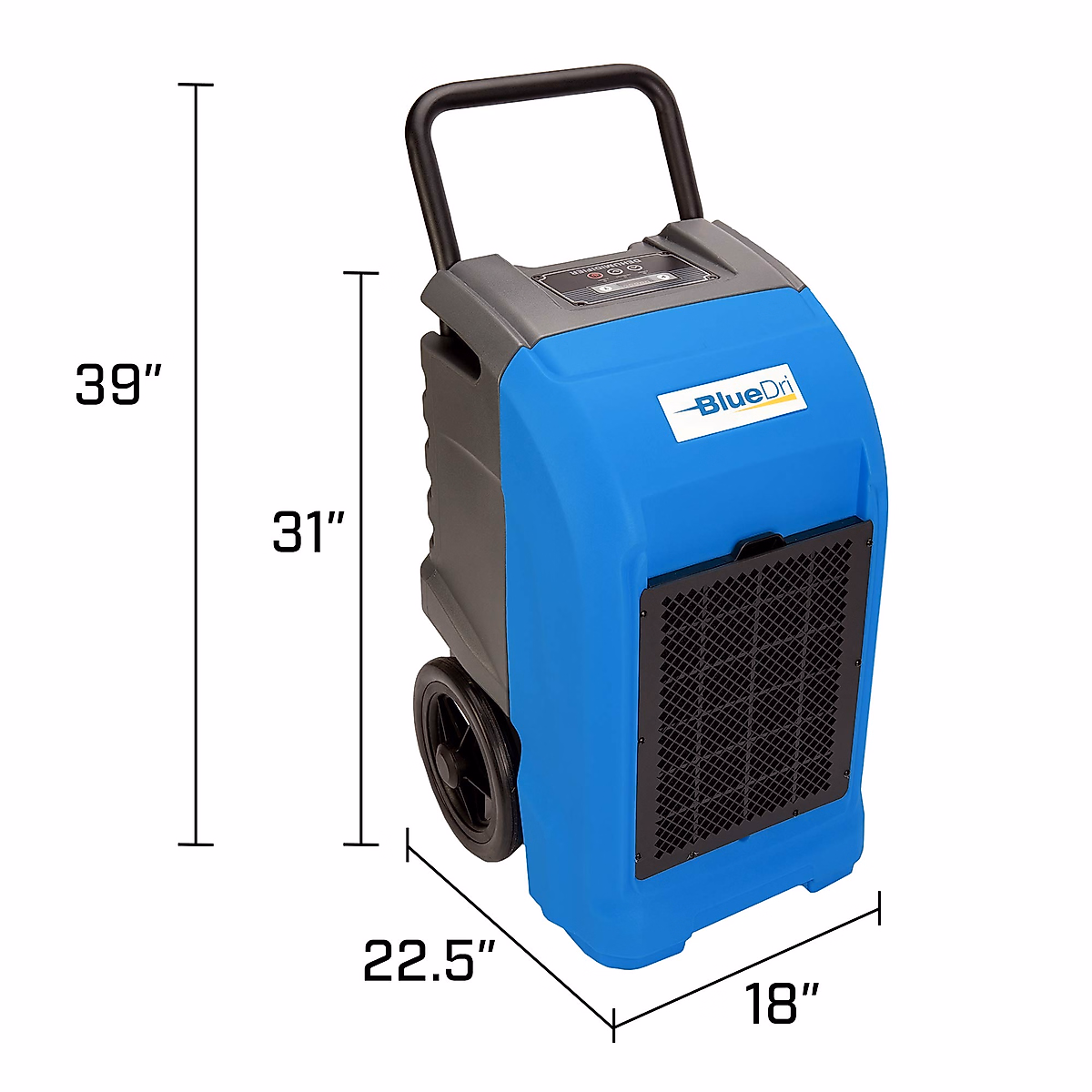 BlueDri BD-76 Commercial Dehumidifier for Home, Basements, Garages, and Job Sites. Industrial Water Damage Equipment - Pack of 1, Blue
