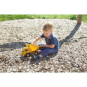 ksmtoys Lena Eco Active Toy Dump Truck is a Eco Friendly BPA and Phthalates Free Biodegradable Green Toy Manufactured from Food Grade Resin and Wood, Yellow, 11x8x6