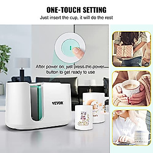 VEVOR Mug Press Machine, Automatic Mug Heat Press for Sublimation 11-15oz, Coffee Cup Transfer Printing, DIY Presents Gifts White