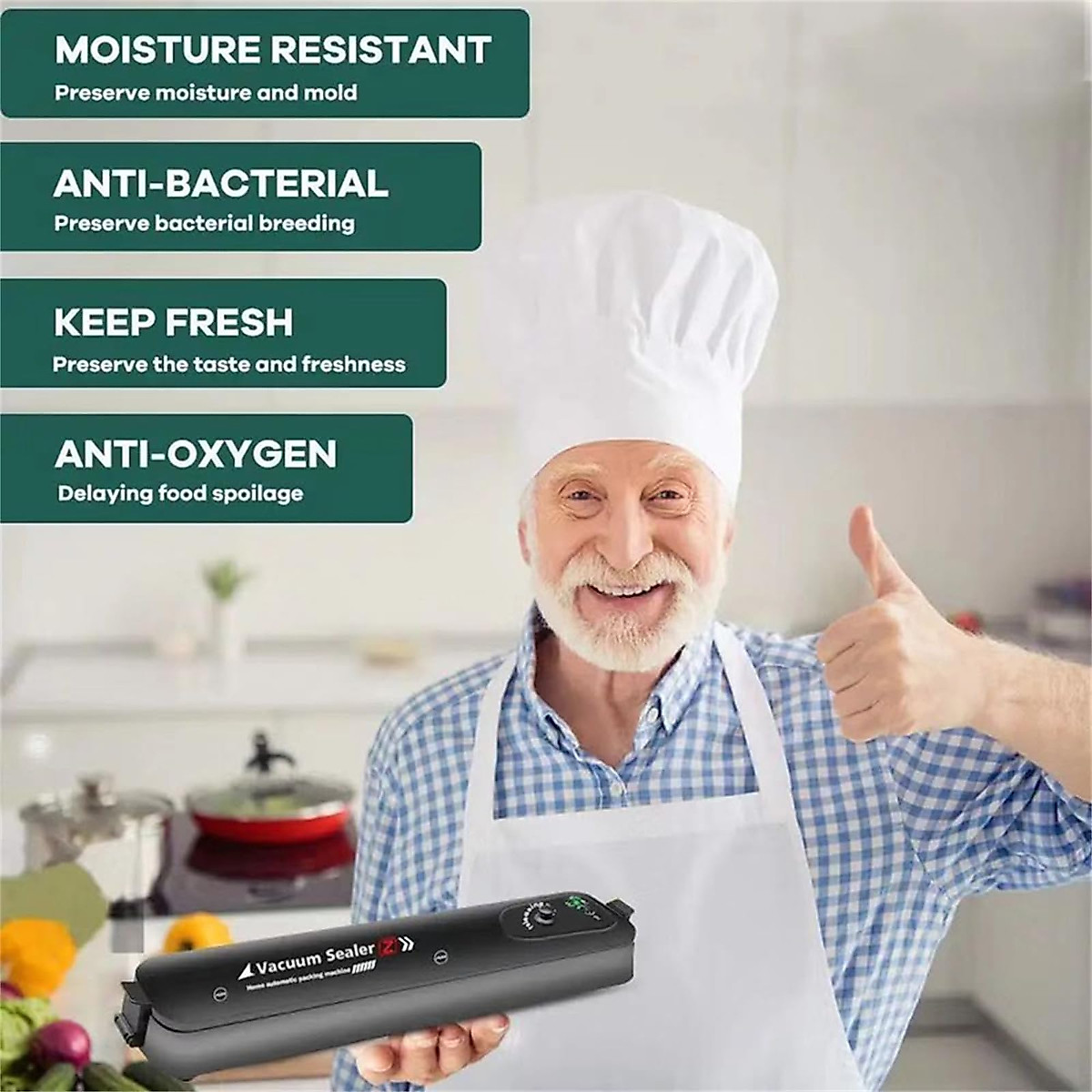 Vacuum Sealer machine - Vacuum Sealers Machine - vacuum sealers Food Saver - Bag sealer & Food sealer - One-Key Automatic Air Sealing System for Dry & Moist Fresh Modes - sealer bags 10pcs (Black)