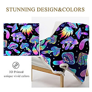 Mushroom Blanket Throw, Plush Fluffy Fleece Blanket, Faux Fur Throw Blanket, Super Soft Throw Blanket for Sofa, Couch and Bed