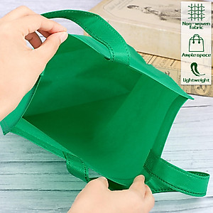 Aneco 24 Pack 11.5 by 11.5 Inches Bottom Birthday Party Bags Non-Woven Treat Bags Easter Egg Hunt Gift Bag Rainbow Colors with Handles, 6 Colors