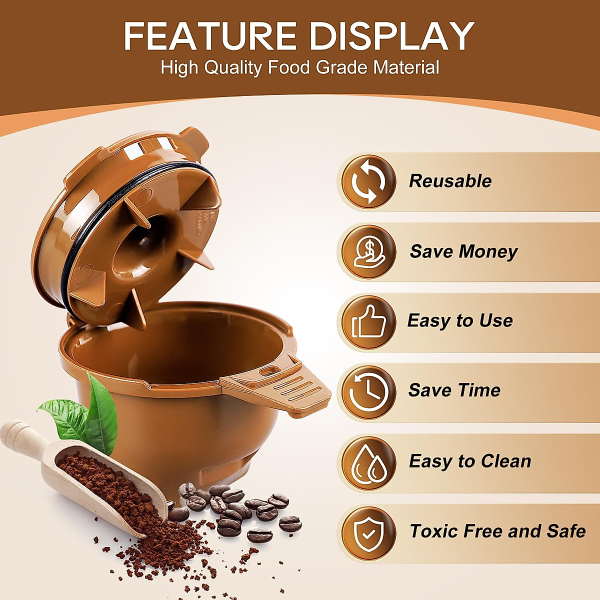 KEEPOW Reusable Single Serve Coffee Filter Coffee Brew Basket for Hamilton Beach FlexBrew Coffee Maker Models 49974 49975 49976 49979 49950 49966 49957 49954 49947 49940 Filter Part, 1 Pack, Brown