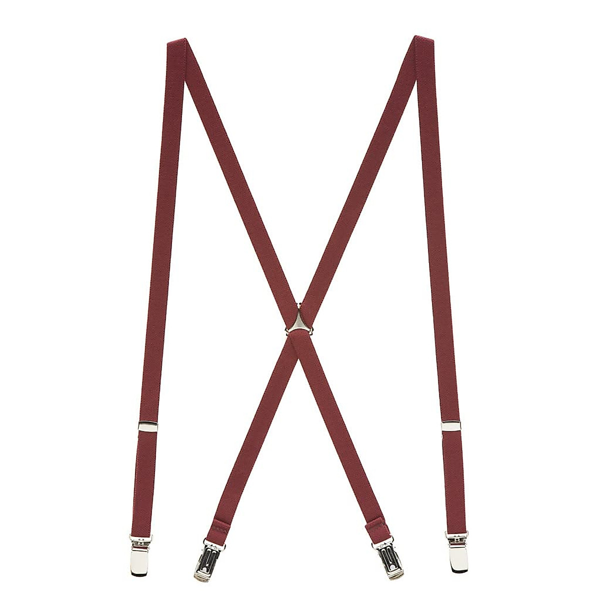 Suspender Store Skinny Suspenders - 1/2-Inch Wide Elastic Straps - X-Back - Clip - 42" for 5'0" to 5'9" tall - Burgundy