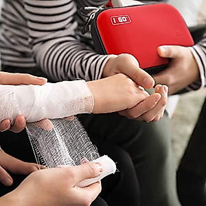 I GO 85 Pieces Hard Shell Mini Compact First Aid Kit, Small Personal Emergency Survival Kit for Travel Hiking Camping Backpacking Hunting Marine Car