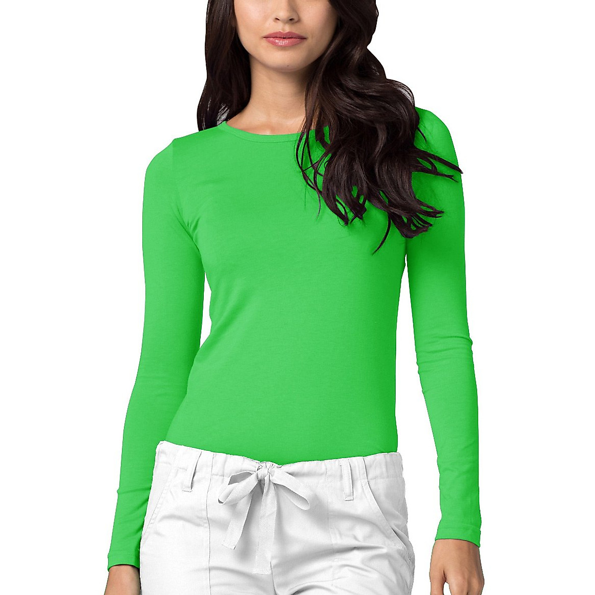 Adar Uniforms Underscrubs for Women - Long Sleeve Comfort Tee - 2900 - Neon Lime Green - L