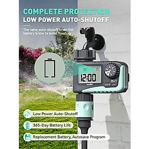 RAINPOINT Sprinkler Timer, Programmable Water Timer for Garden Hose, Outdoor Hose Timer with Rain Delay/Manual Watering System, Digital Irrigation Timer System for Yard, Lawns, 1 Outlet