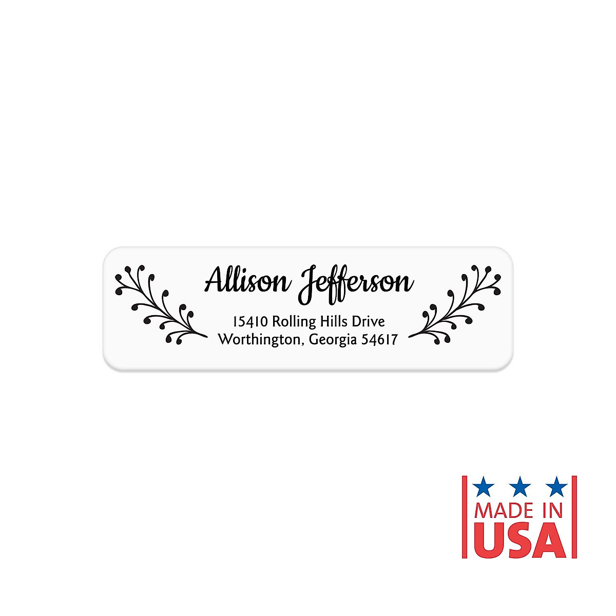 Modern Black and White Rolled Address Labels / 250 Personalized Return Address Labels/Designer Address Stickers in Elegant Plastic Dispenser