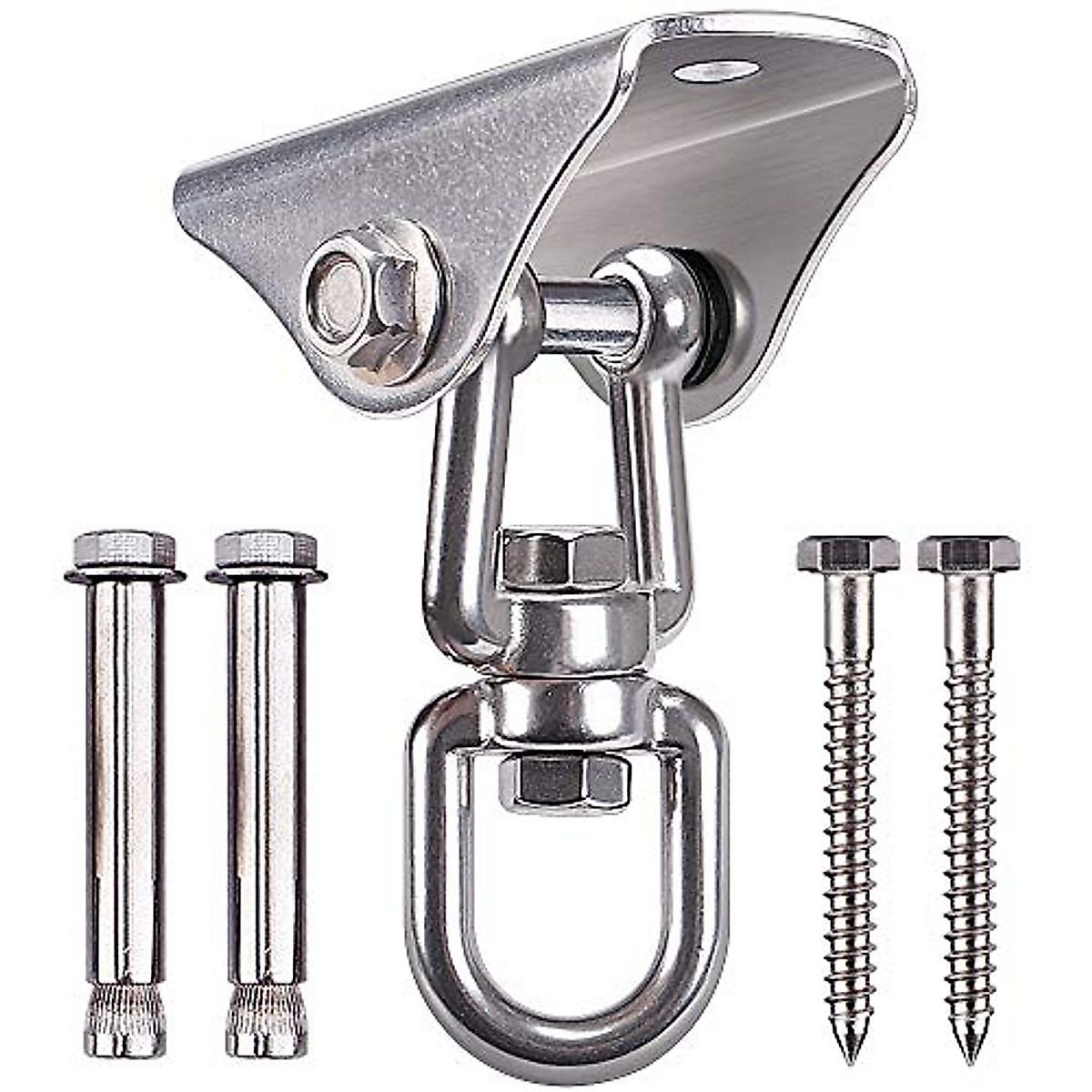 SELEWARE Innovative 1000 lb Capacity Permanent Antirust SUS304 360° Rotate Swing Hanger Suspension Hooks with Bolt for Concrete Wooden Sets Playground Porch Indoor Outdoor Seat, Gym