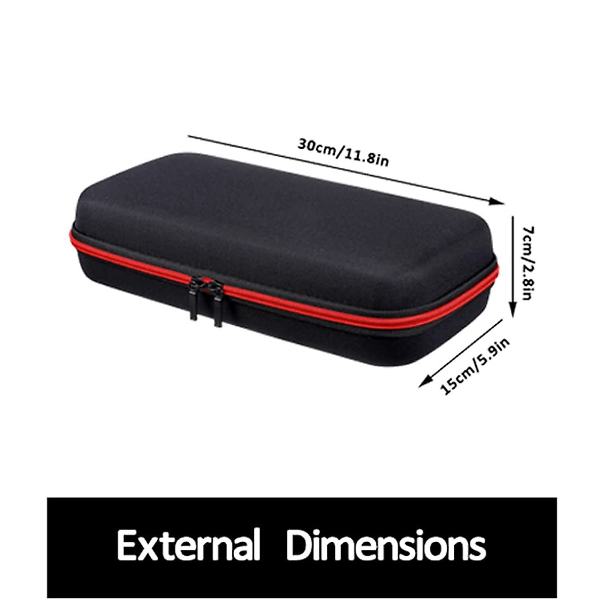 Vaguelly Wireless Microphone Case: Hard EVA Case for Handheld Microphone Dual Mic Bag Microphone Hard Carrying Travel Case, Black,Red, 30x15cm