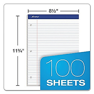 Ampad Double Sheet Pad, White, Letter Size, College Rule, 100 Sheets, 1 Each (20-323)