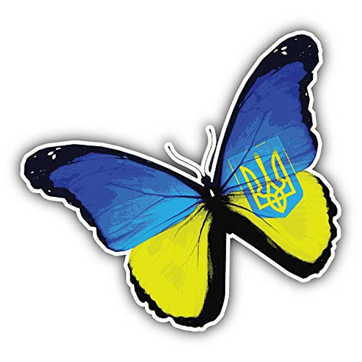 KW Vinyl Magnet Ukraine Grunge Flag Butterfly Truck Car Magnet Bumper Sticker Magnetic 5"