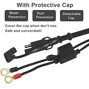 [ 5 Pack] SAE to O Ring Terminal Harness 2FT - SAE Eyelet Ring Terminal Cable 16awg Motorcycle Battery Trickle Charger Extension Cord with SAE Battery Terminal Quick Connect Disconnect Connector