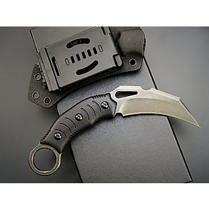 Ccanku C1298 Claw knife,Fixed Blade Knife,D2 Steel Blade+G10 Handle Outdoor EDC Tool Knives with Kydex Sheaths for Hunting, Survival, Camping(Black) …
