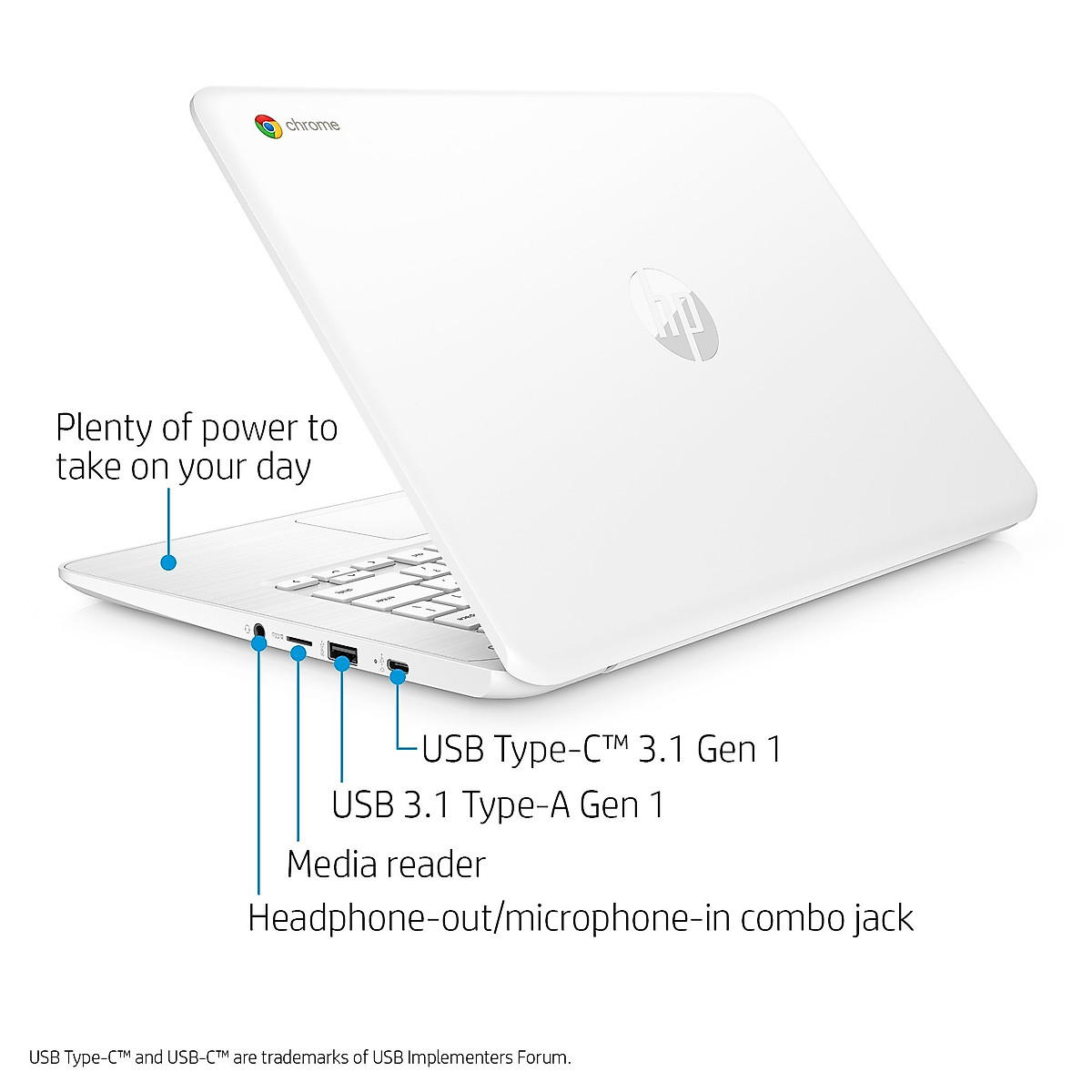 HP 14in Celeron N3350 4GB SDRAM 32GB eMMC Chromebook Snow White (Renewed)