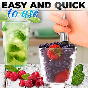 Kitchen Bar Drink Muddler for Cocktails - Stainless Steel Bar Muddler Tool Bartender Accessories Home Kitchen Cocktail Mixers Bar Accessories - Old Fashioned Muddlers for Cocktails Bartender Tools