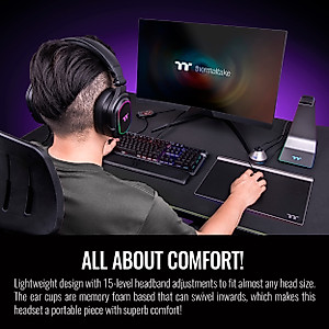 Thermaltake Argent H5 RGB 7.1 Surround Gaming Headset, 50mm Hi-Res Drivers, Compatible with PC, Xbox One, PS4, Mac, Mobile and Nintendo Switch, Black, GHT-THF-DIECBK-31