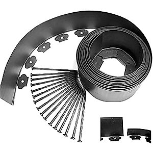 Instant Edging - (Extra Tall 4.75" High) - Black 20ft Premium No Dig Yard Edging Kit, for Landscaping, and Flower Gardens - Includes 18 Edging Stakes (Black)