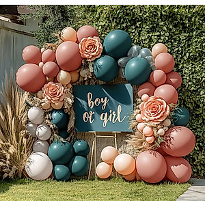 Dusty Pink Blue Balloon Garland Double Stuffed Rose Peach White Balloons Retro Pink Balloon Latex Dusty Blue Balloon Arch Kit For Gender Reveal Baby Shower Birthday Party Decorations