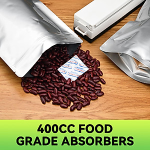 400cc Oxygen Absorbers for Food Storage, 100 Count (20x Packs of 5), O2 Absorber with Indicator for Long Term Food Storage Vacuum Mylar Bags Survival Canning Dehydrated Airtight Container Freeze Dryer
