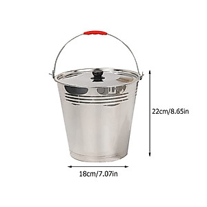 Tofficu Stainless Steel Milk Bucket with Lid Handle, Milk Pail Bucket Milk Can Tote Jug Ranch Milking Bucket Livestock Care Supplies 22CM
