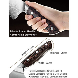 Damascus Chef Knife 8 Inch Kitchen Knives Professional Super Steel VG10 High Carbon Stainless Very Sharp Damascus Steel Knife Comfortable Ergonomic Micarta Handle Luxury Gift Box