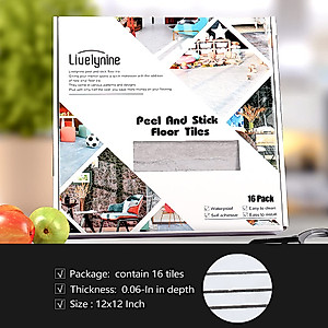 Livelynine 16-Pack Rustic Peel and Stick Floor Tile for Bathroom Flooring Waterproof Vinyl Flooring Stick on Floor Tiles for Kitchen Bedroom Peel and Stick Laminate Flooring Linoleum Tiles 12X12In