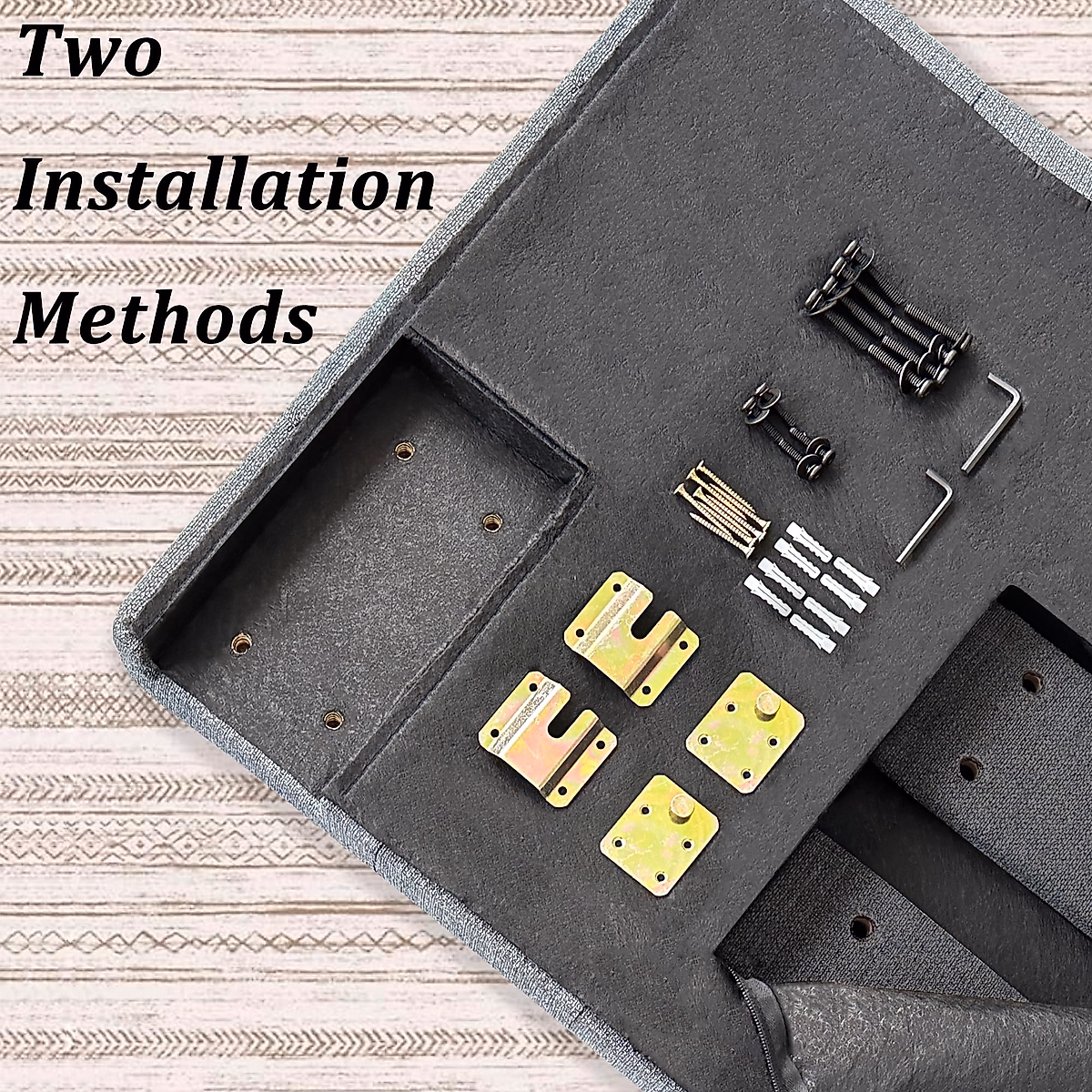 Furpopup Velvet Upholstered Headboard Queen/Full Size Bed Tufted Button Headboard, Featuring High-Density Sponge Padding Luxury Texture Easy Assembly Comfort and Style-Black