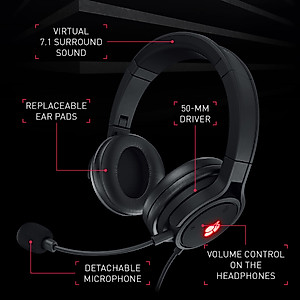 Cherry HC 2.2 Wired Headset for Gaming & Multimedia USB 7.1 Surround Sound Detachable Microphone Black 7 Foot Long Cord.