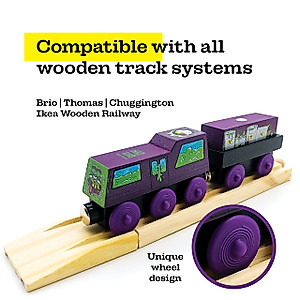 ZANY TRAINS Series 1 - Wooden Train Set with Cargo - Compatible with All Wooden Train Sets - Wooden Train Cars (Toxic Ted)