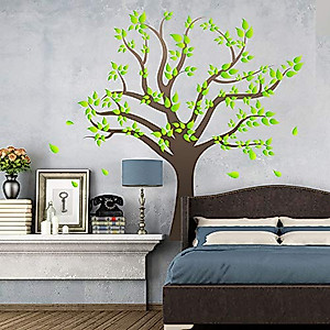 RW-1080 3D Green Tree Wall Stickers Family Photo Tree Wall Decal Removable Peel and Stick DIY Art Wallpaper for Kids Girls Babys Bedroom Bathroom Living Room Nursery Offices