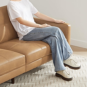 CHITA Mid-Century Sofas Furniture 73.2''W Faux Leather Sofa Couch Sets for Living Room Apartment, Cognac Brown