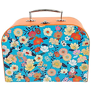 OUNONA Paperboard Suitcases Mini Suitcase Floral Painting Decorative Gift Boxes with Hinged Lids and Handles for Birthday Wedding Christmas Party Favor Toys Photos Props
