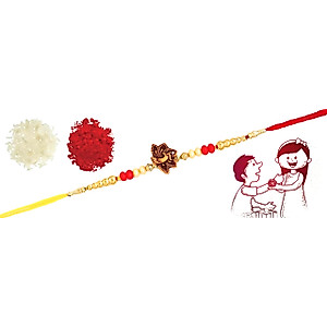 Indian Art Set of 4 Rakhi For Brother and Bhabhi Set Bro Rakhi With Cotton Thread Gift This Rakhi to Brother / Bracelets Rakhi Set /