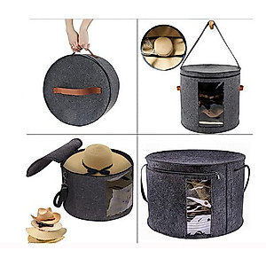 Hat Storage Box With Dust Lid, Felt Round Foldable Hat organizer Family Travel Storage Box (M)