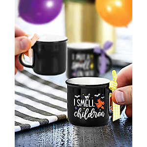 Nefelibata Mini Coffee Mugs, Halloween Witch Tiered Tray Decor Espresso Cups Farmhouse Home Kitchen I Smell Children Centerpieces Decorations Housewarming Novelty Gift 3PCS