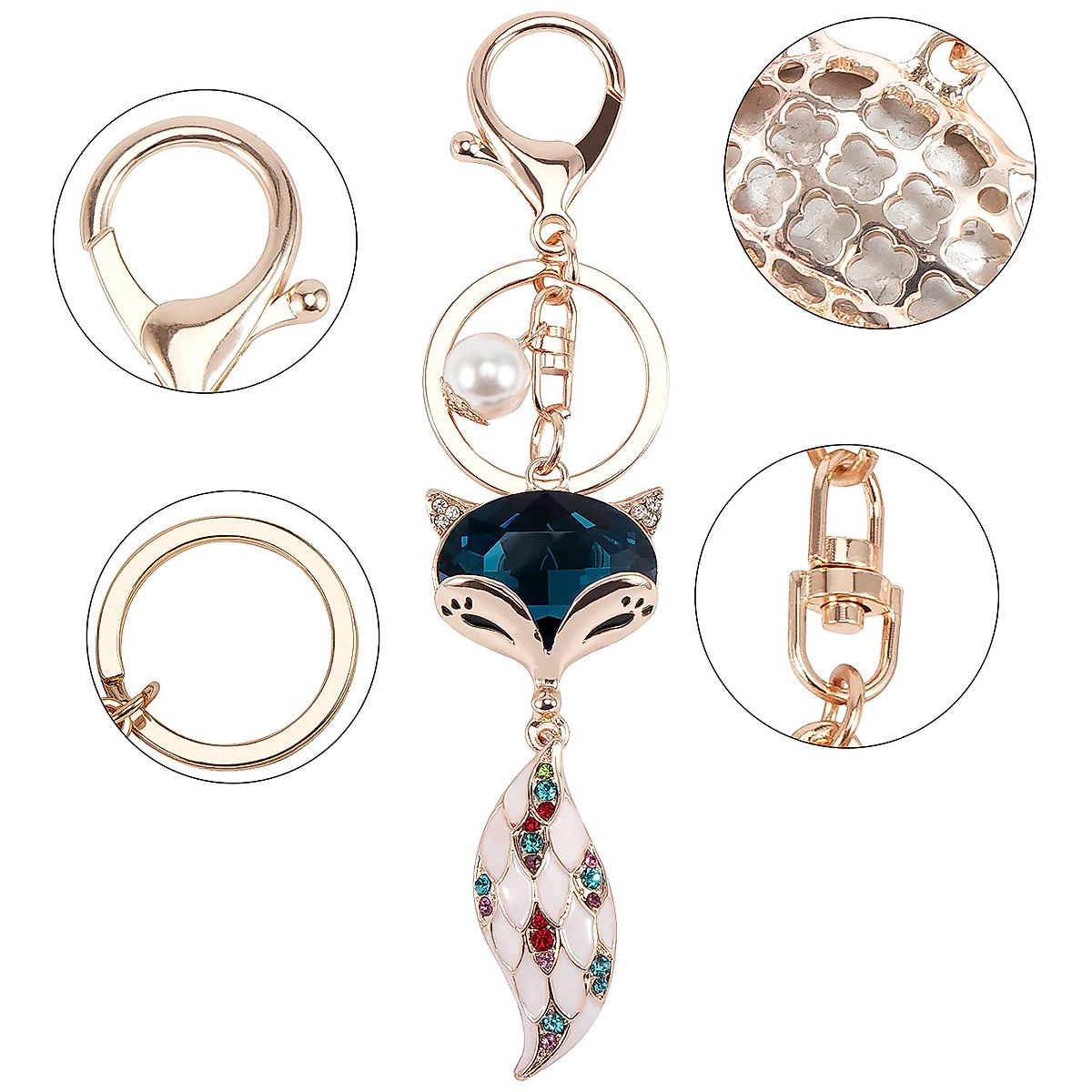 BeShiny Fox Keychains for Women Creative Animal Key Chains Handbags Key Ring Bag Charms Purse Pendant Gifts for Women （Red）