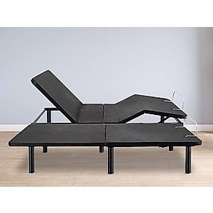 Deep Sleep Enabling Serenity Adjustable Bed Frame Split King, Head & Foot Incline, 7 Adjustable Positions, Wireless Remote, Compact, Zero Gravity Lounge Bed, Electric Bed Base, Easy Assembly - Black