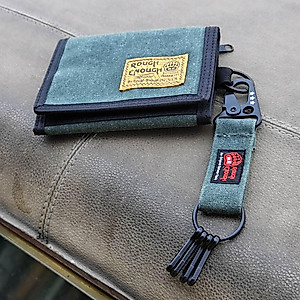 Rough Enough Boys Wallet for Teen Boys Kids Youth with Tactical Keychain Neck Lanyard Carabiner Army Green Canvas