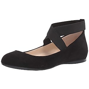 Jessica Simpson Women's Mandayss Ballet Flat, Black Micro Suede, 9