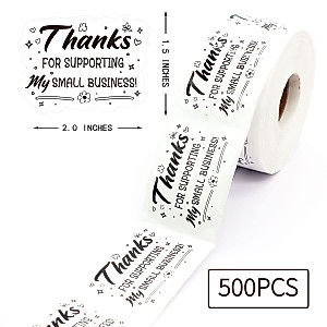 Littlefa 1.5” Thank for Supporting My Small Business with Cute Design Stickers,Thank You Stickers,Small Business Stickers, Envelopes Stickers, Gift Bags Packaging 500 PCS