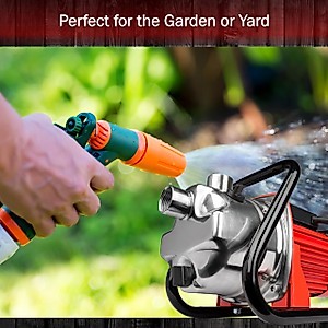 Red Lion RJSE-75SS 115 Volt, 3/4 HP, 11 GPM Stainless Steel Sprinkler Utility Pump with 8-ft. Cord, Red, 614432