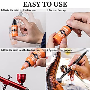 Airbrush Paint Set - 24 Colors Airbrush Paint with 2 Airbrush Cleaner, Ready to Spray, Water Based Acrylic Airbrush Paint Kit for Metal, Plastic Models, Leather, 20ml/Bottle