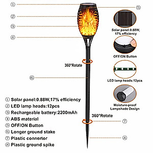 HKMGT Upgrade Solar Lights Outdoor Waterproof, 6 Pack Solar Outdoor Torches Lights with Flickering Flame Mini Solar Landscape Decoration Lighting Auto On/Off Pathway Lights for Garden Yard Patio