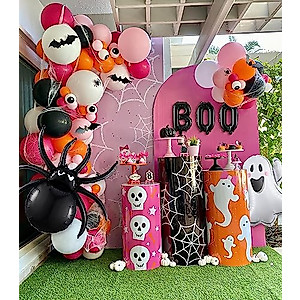 Pink Halloween Party Decorations for Girls, 139PCS Pink Black Purple Balloons Arch Kit with Bat Ghost Spider Mylar Balloon for Girls Kids Halloween Birthday Baby Shower Party Supplies…