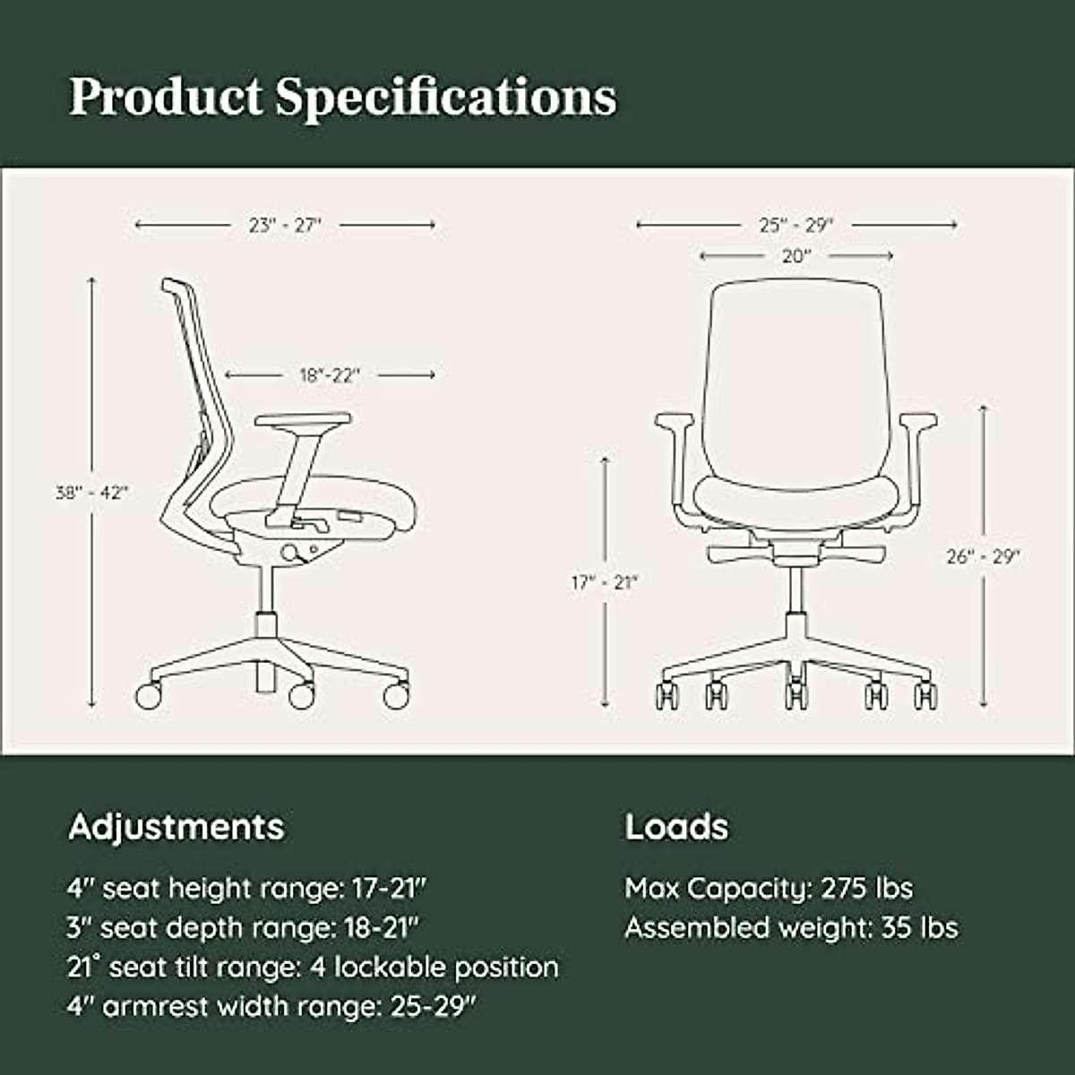 Branch Ergonomic Chair - A Versatile Desk Chair with Adjustable Lumbar Support, Breathable Mesh Backrest, and Smooth Wheels - Experience Optimal Comfort and Support - Pebble - White