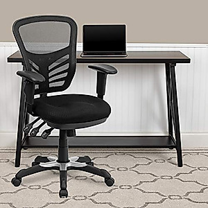 Flash Furniture Nicholas Mid-Back Black Mesh Multifunction Executive Swivel Ergonomic Office Chair with Adjustable Arms
