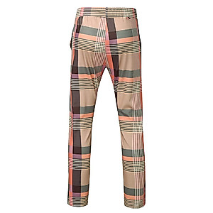 Mens Sweatpants, F_Gotal Men’s Casual Lattice Plaid Slim Fit Drawstring Running Jogger Pencil Pants Trouser with Pockets Orange