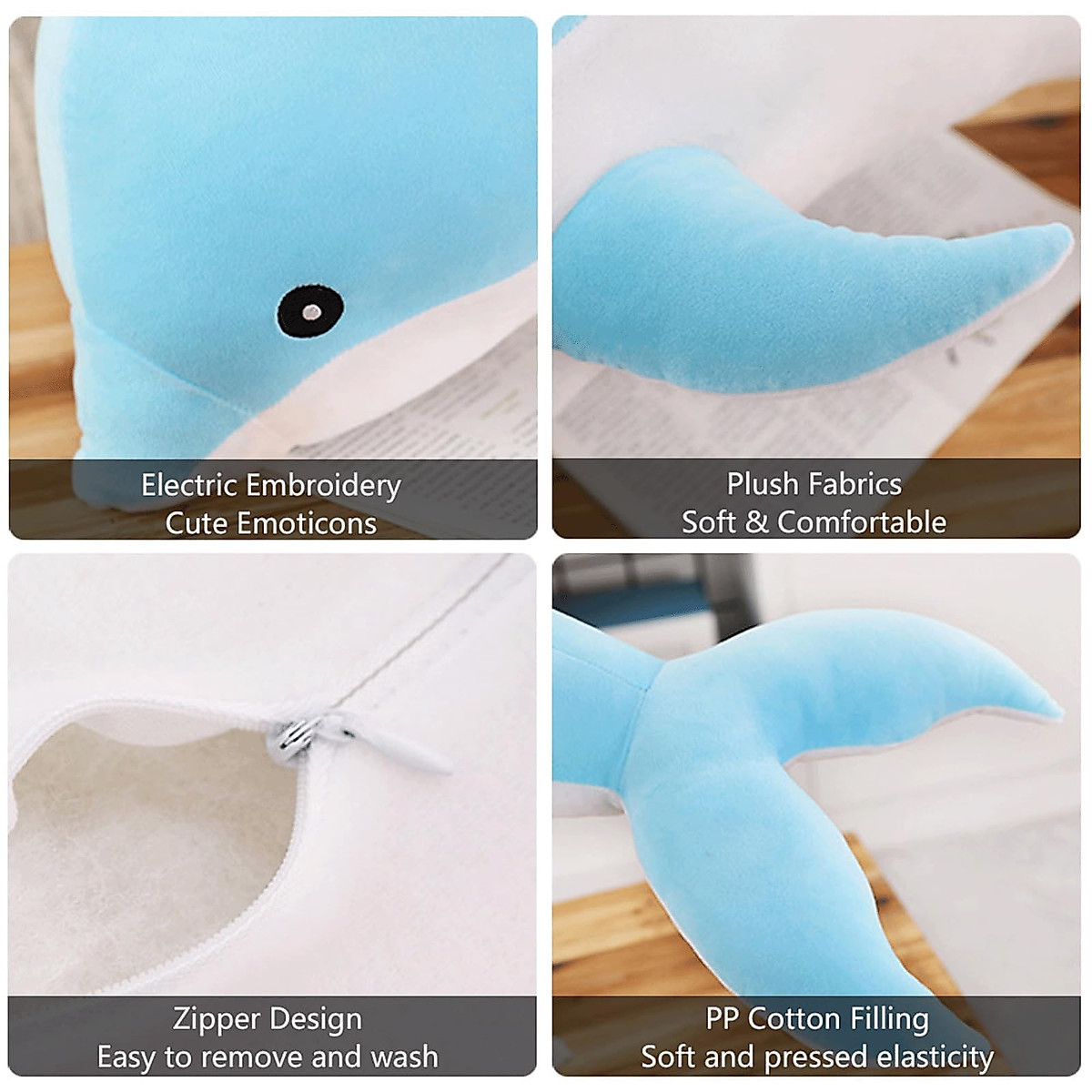 AHXHWKA Giant Dolphin Stuffed Animals Plush Pillow Super Soft Sea Animal Plush Toys Dolls Sleeping Cushion for Boys Girls Gifts 39.4IN